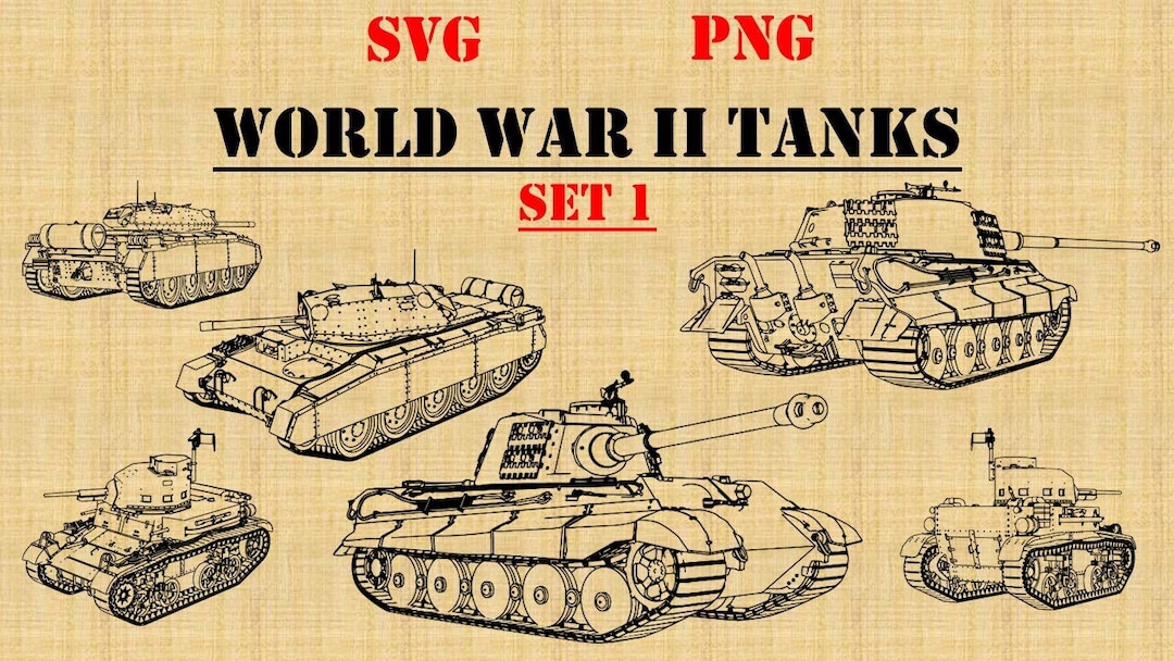 World War 2 Tanks Set 1 (SVG & PNG Formats) Digital Military Vehicle ...