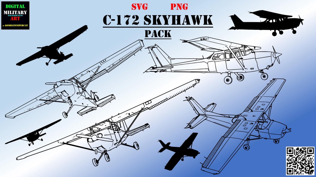 C172 Skyhawk Aircraft Pack (SVG & PNG Formats) Civil Aviation Drawings ...