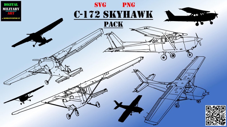 C172 Skyhawk Aircraft Pack (SVG & PNG Formats) Civil Aviation Drawings ...