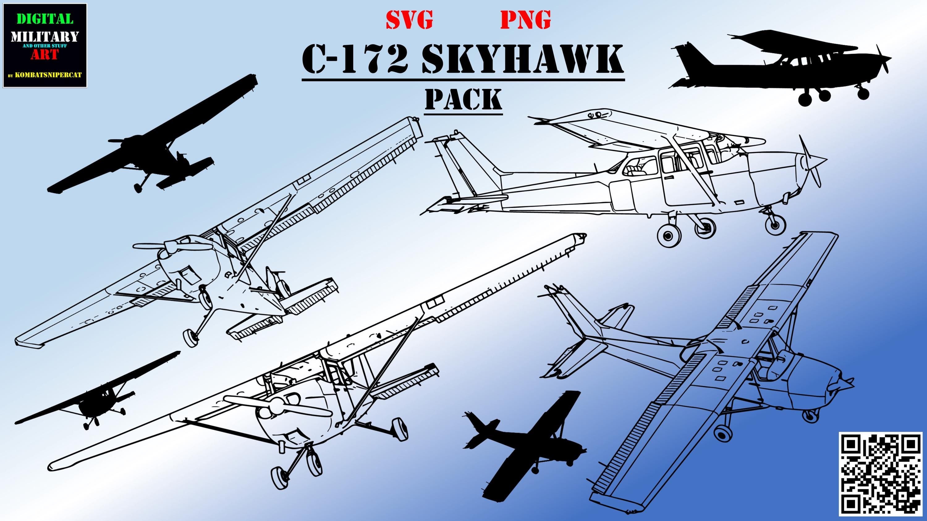 C172 Skyhawk Aircraft Pack (SVG & PNG Formats) Civil Aviation Drawings ...