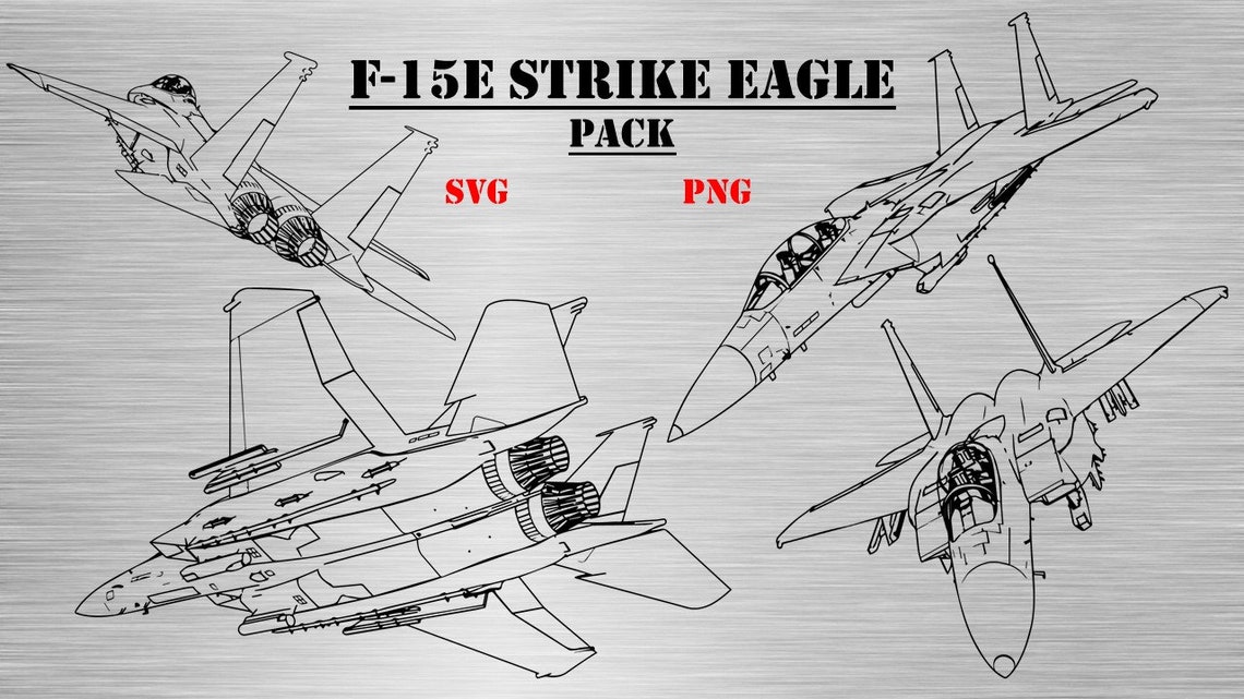 F-15E Strike Eagle Aircraft Pack SVG & PNG Formats Digital Military ...