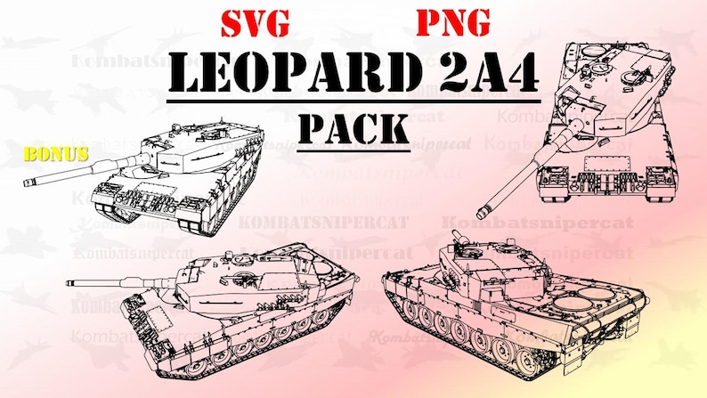Leopard 2A4 Tank Pack (SVG & PNG Formats) Digital Military Vehicle ...