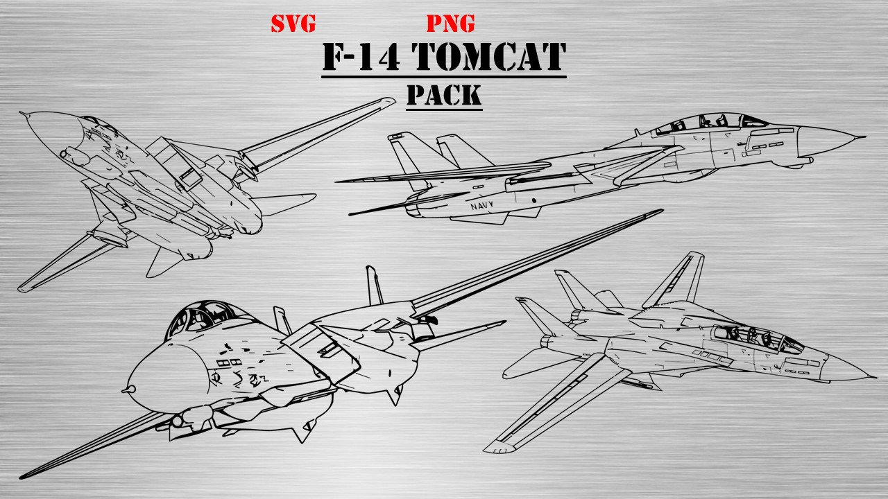 F-14 Tomcat Aircraft Pack (SVG & PNG Formats) Digital Military Drawings ...
