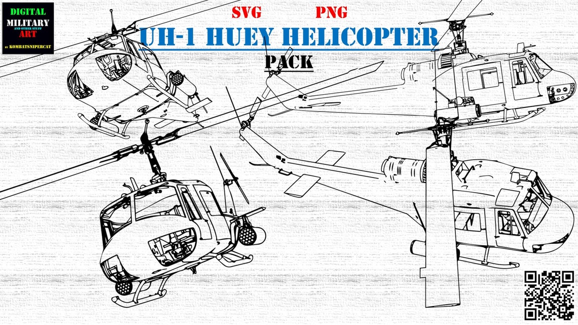 UH-1 "huey" Helicopter Pack (SVG & PNG Formats) Digital Military ...