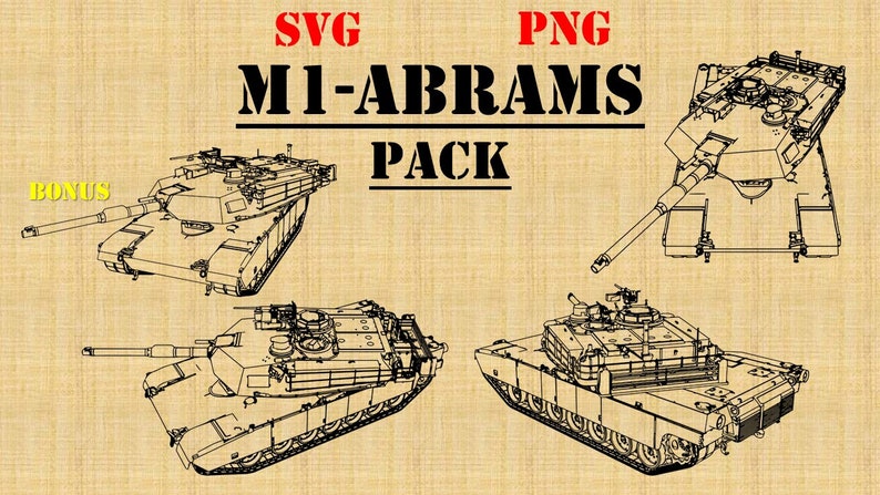 M1-abrams Tank Pack (SVG & PNG Formats) Digital Military Vehicle ...