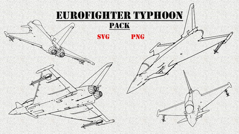 Eurofighter Typhoon Aircraft Pack SVG & PNG Formats Digital Military ...