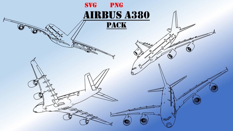 A380 Airliner Aircraft Pack (SVG & PNG Formats) Digital Aircraft ...