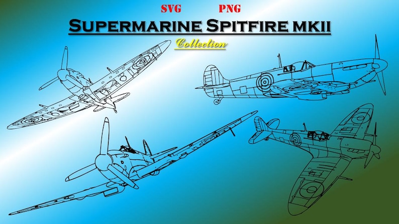 Supermarine Spitfire Mkii Aircraft Collection (SVG & PNG Formats ...