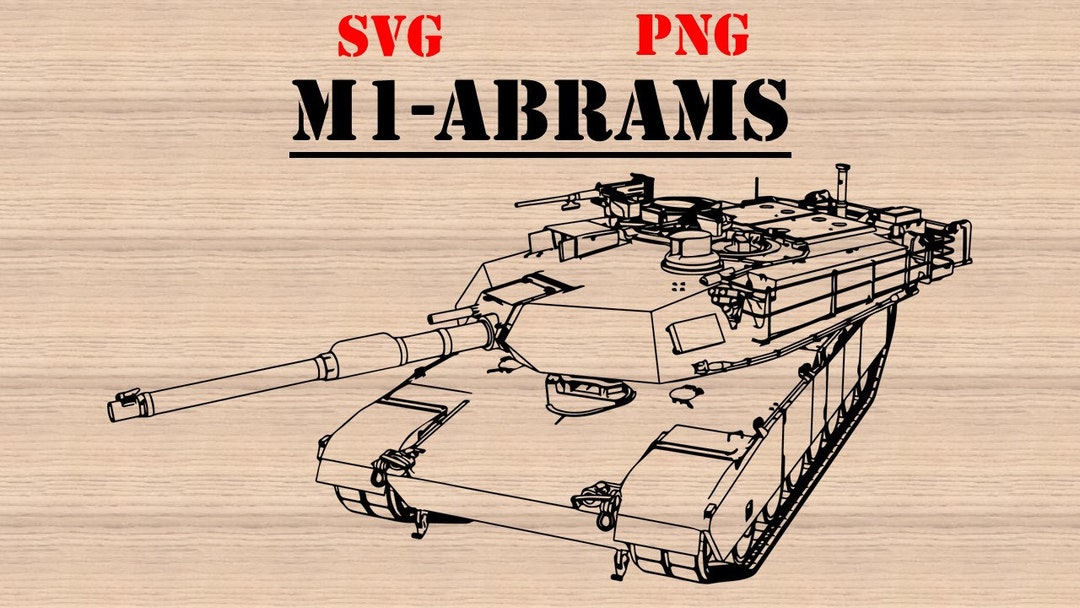 M1-abrams Tank (SVG & PNG Formats) Digital Military Vehicle Drawing ...
