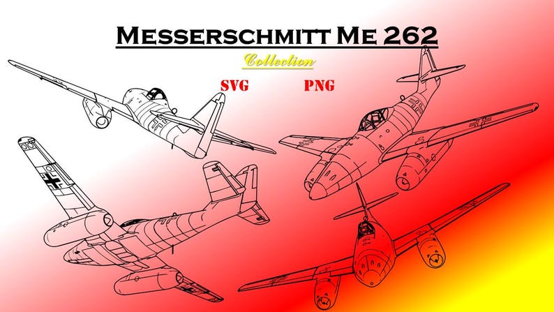 Messerschmitt Me-262 Aircraft Collection (SVG & PNG Formats) Digital ...
