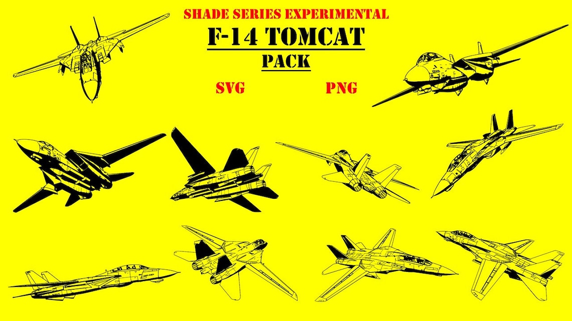 F-14 Tomcat Aircraft Pack (SVG & PNG Formats) Digital Military Drawings ...