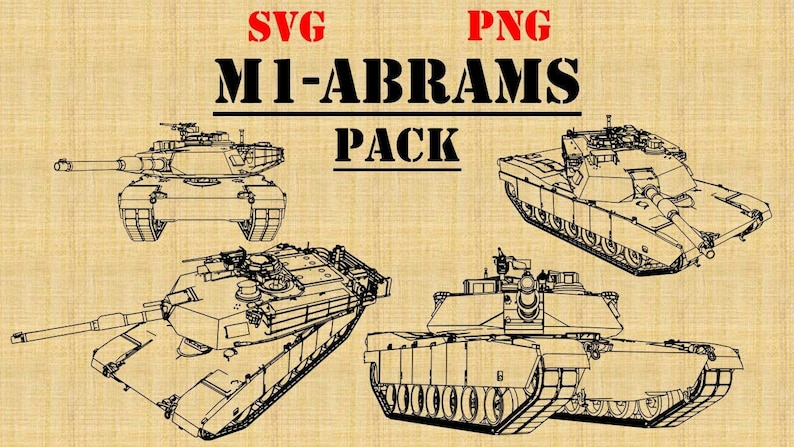 M1-abrams Tank Pack (SVG & PNG Formats) Digital Military Vehicle ...
