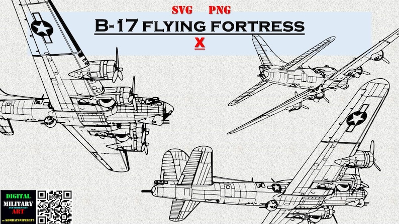 B-17 Flying Fortress SVG & PNG Formats. EXTRA Pack. Digital Military ...