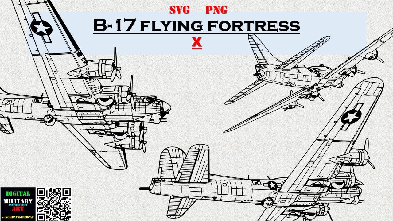 B-17 Flying Fortress SVG & PNG Formats. EXTRA Pack. Digital Military ...