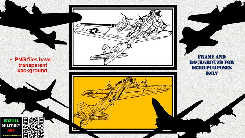 B-17 Flying Fortress SVG & PNG Formats. EXTRA Pack. Digital Military ...