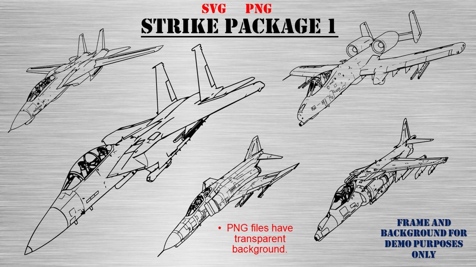 Digital Military Aircraft Drawings. Set 1; A-10, AV-8, F-4, F-14 and F ...