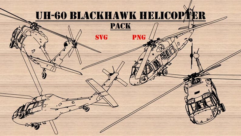 UH-60 Blackhawk Helicopter Pack (SVG & PNG Formats) Digital Military ...