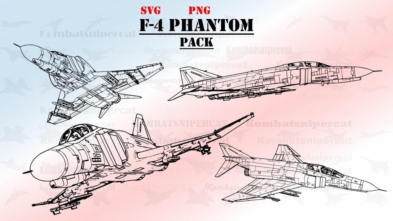 F-4 Phantom Aircraft Pack (SVG & PNG Formats) Digital Military Vehicle ...