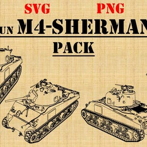 M4 Sherman Tank 75mm Gun Pack (SVG & PNG Formats) Digital Military ...