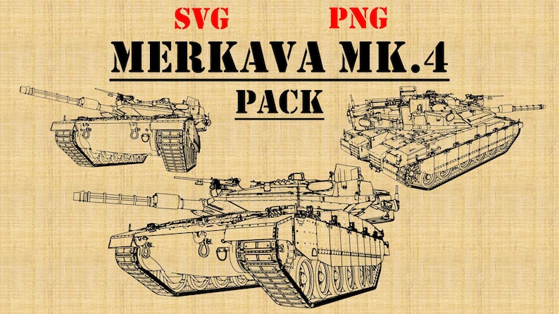 Merkava Mk4 Tank Pack (SVG & PNG Formats) Digital Military Drawings ...