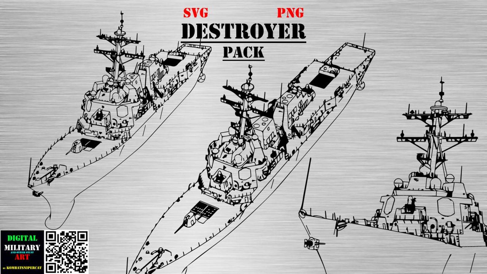 Destroyer Class Navy Ship Pack (SVG & PNG Formats) Digital Military ...