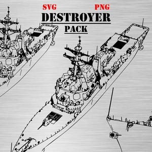 Destroyer Class Navy Ship Pack (SVG & PNG Formats) Digital Military ...