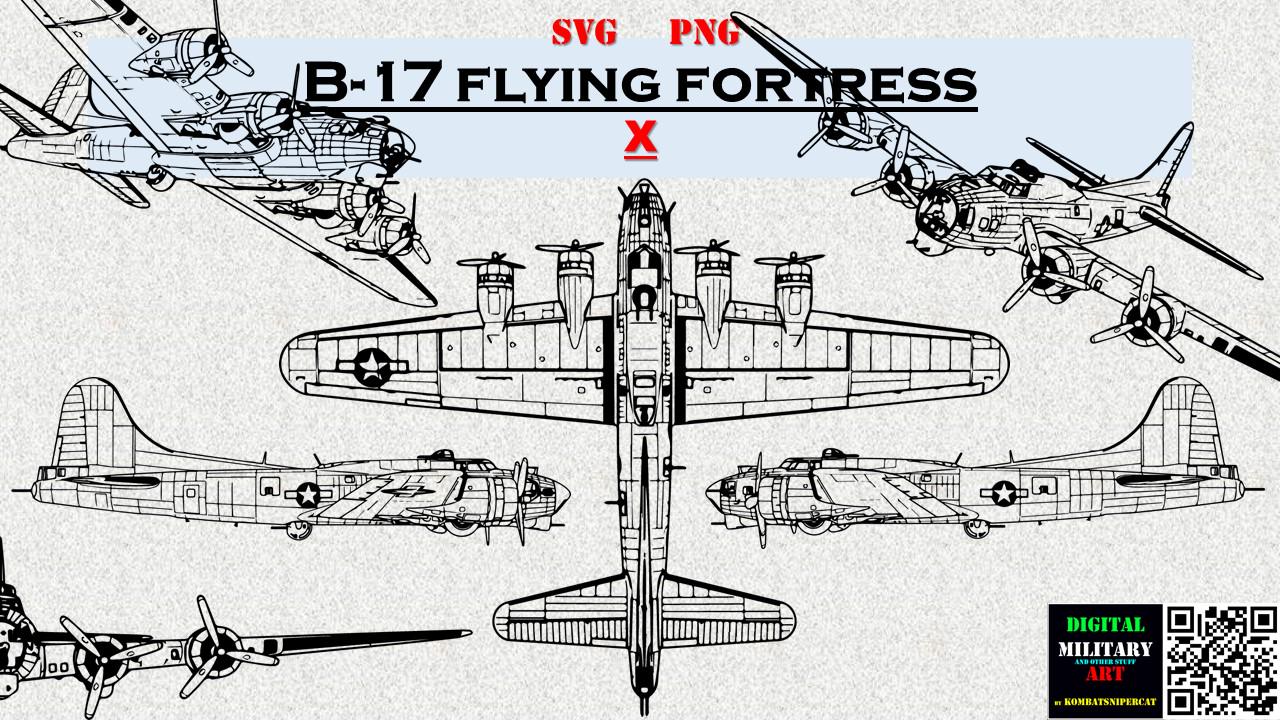 B-17 Flying Fortress SVG & PNG Formats. EXTRA Pack. Digital Military ...