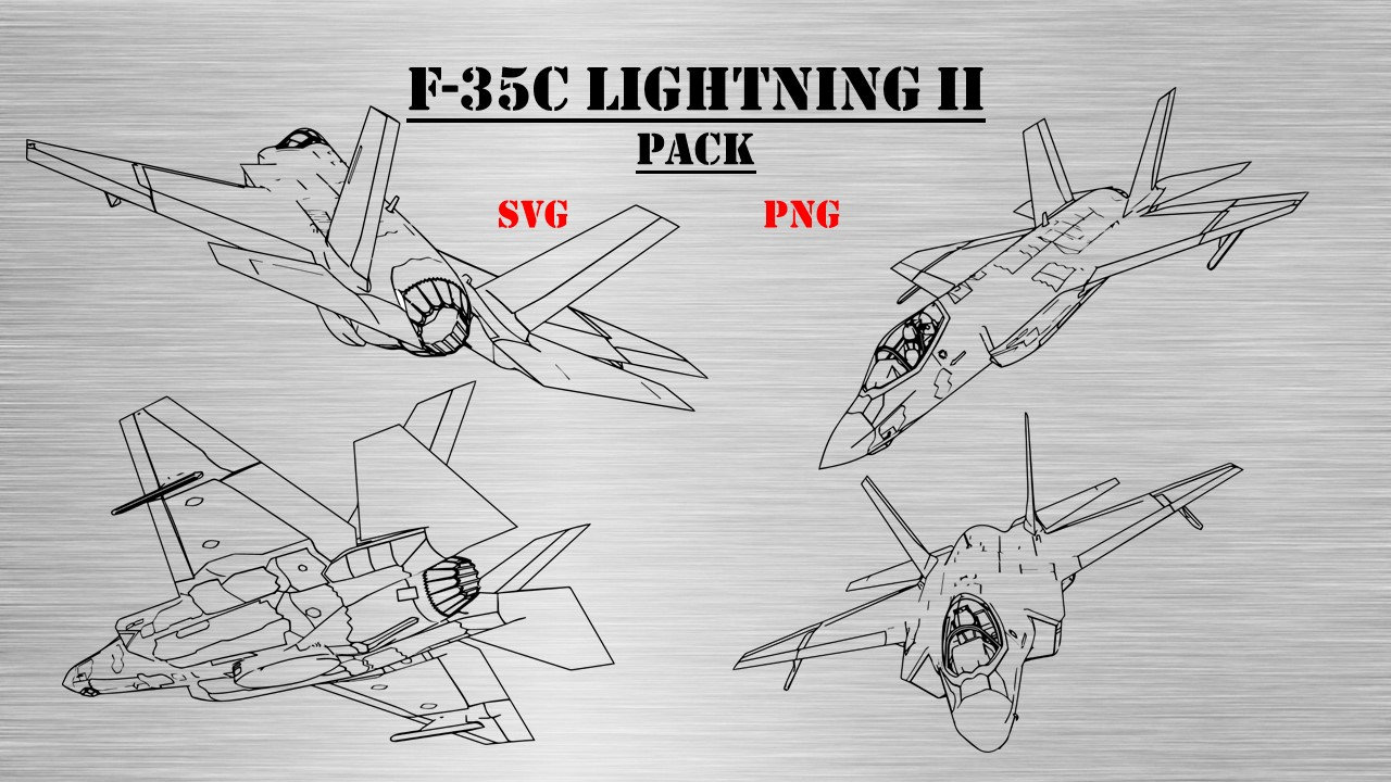 F-35C Lightning II Aircraft Pack SVG & PNG Formats Digital Military ...