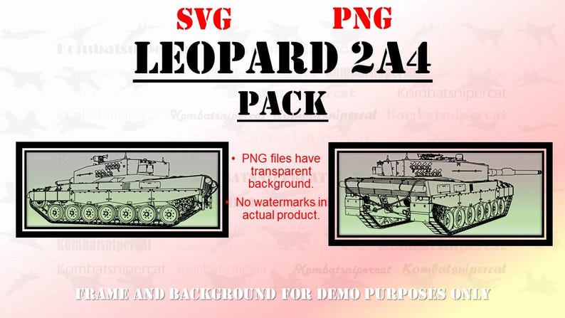 Leopard 2A4 Tank Pack (SVG & PNG Formats) Digital Military Vehicle ...