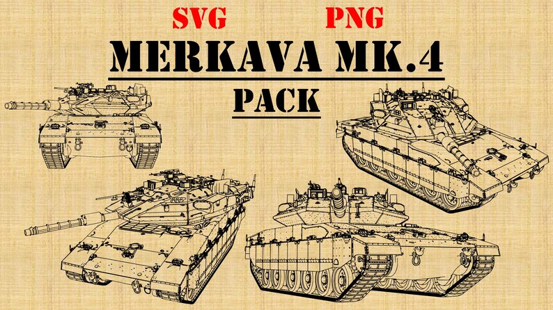 Merkava Mk4 Tank Pack (SVG & PNG Formats) Digital Military Drawings ...