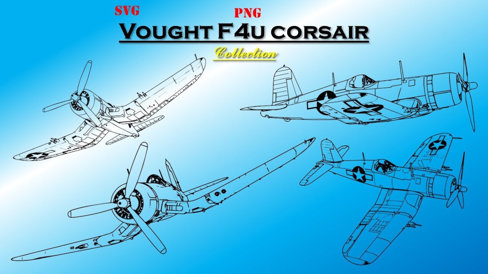 Vought F4U Corsair Aircraft Collection (SVG & PNG Formats) Digital ...
