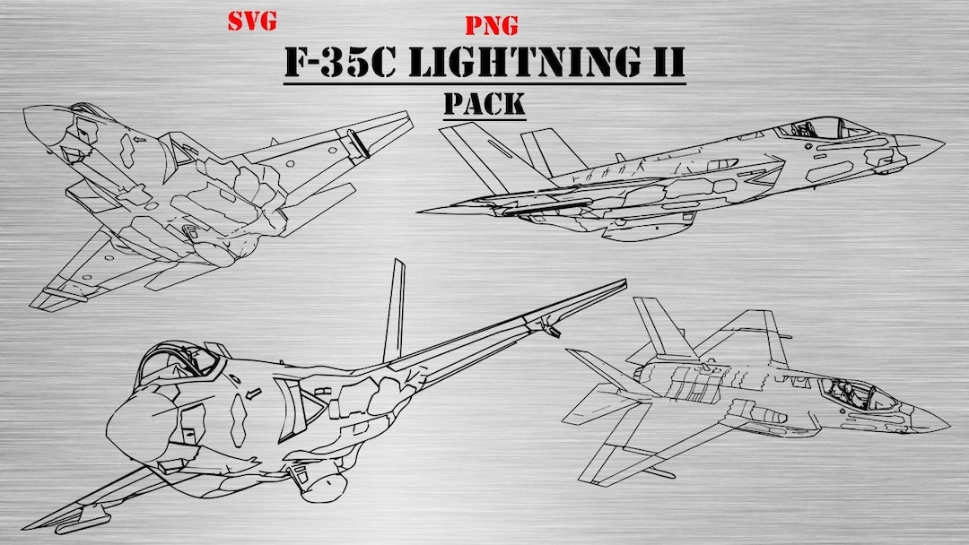 F-35C Lightning II Aircraft Pack SVG & PNG Formats Digital Military ...