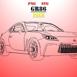 GR86 Pack SVG & PNG Formats Digital Vehicle Drawings. Ten 10 Line ...