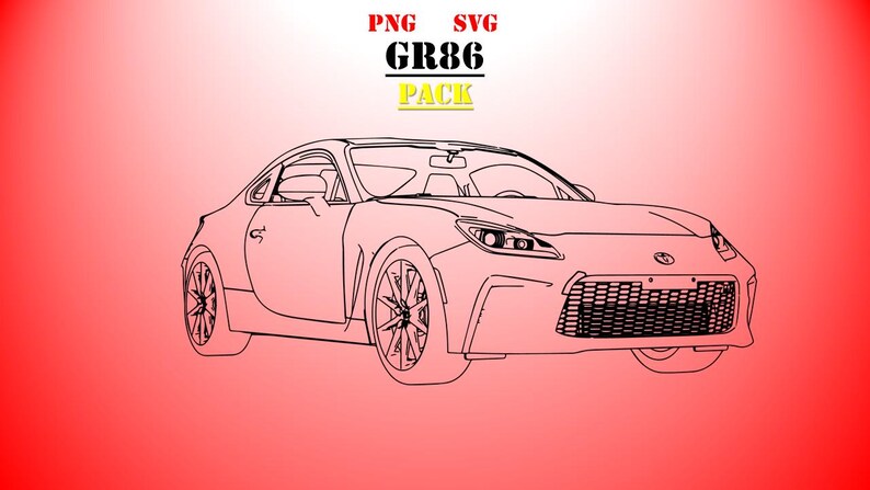 GR86 Pack SVG & PNG Formats Digital Vehicle Drawings. Ten 10 Line ...