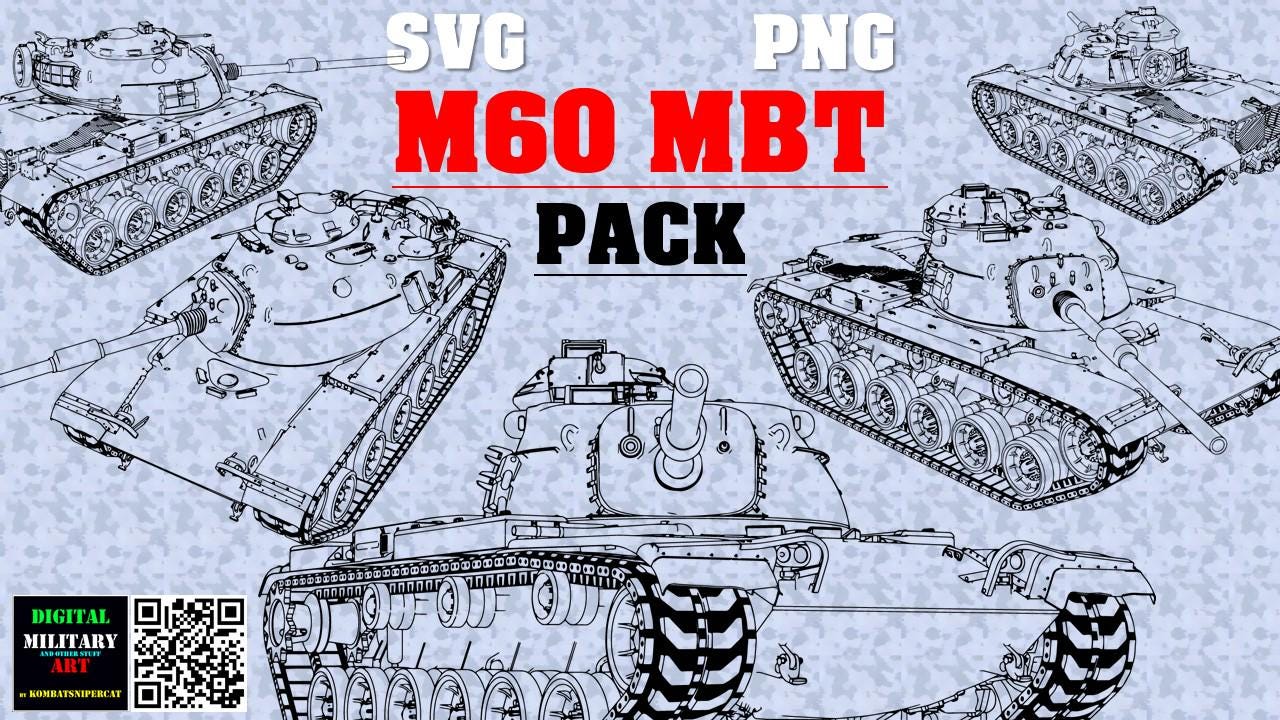 M60 Main Battle Tank Pack (SVG & PNG Formats) Digital Military Drawings ...