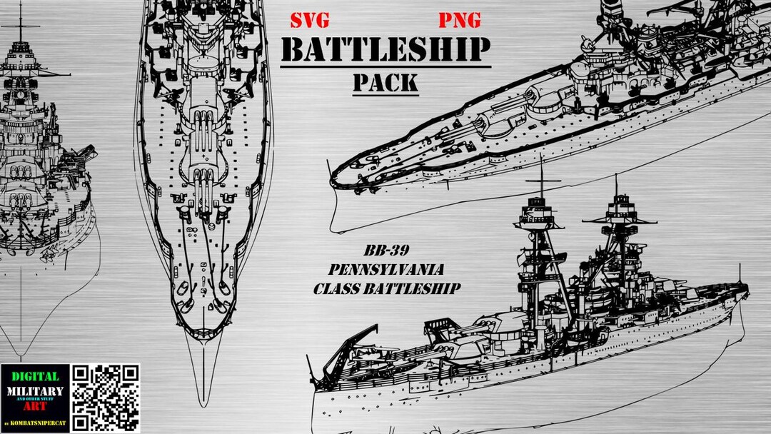 Battleship Class Navy Ship Pack (SVG & PNG Formats) Digital Military ...