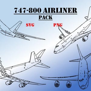 747-800 Airliner Aircraft Pack (SVG & PNG Formats) Digital Civilian ...