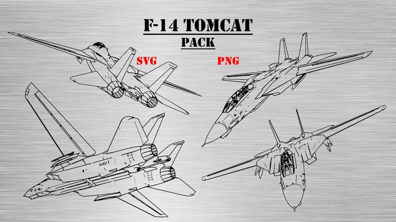 F-14 Tomcat Aircraft Pack (SVG & PNG Formats) Digital Military Drawings ...