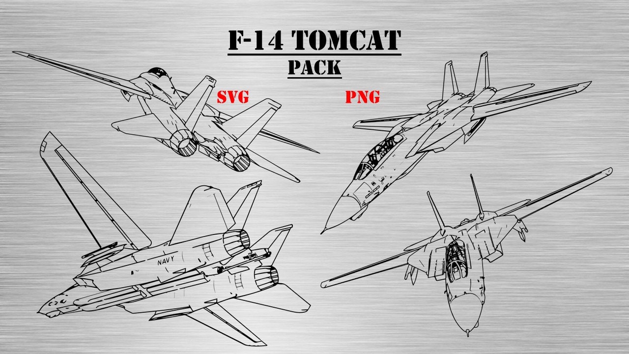 F-14 Tomcat Aircraft Pack (SVG & PNG Formats) Digital Military Drawings ...