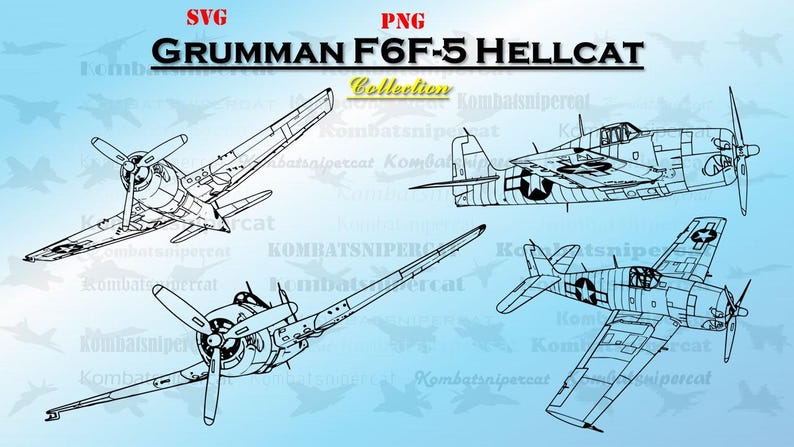 Grumman F6F Hellcat Aircraft Collection (SVG & PNG Formats) Digital ...