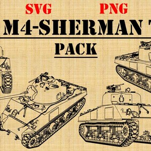 M4 Sherman Tank 75mm Gun Pack (SVG & PNG Formats) Digital Military ...