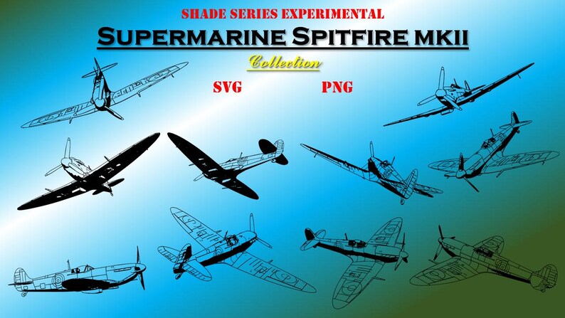 Supermarine Spitfire Mkii Aircraft Collection (SVG & PNG Formats ...