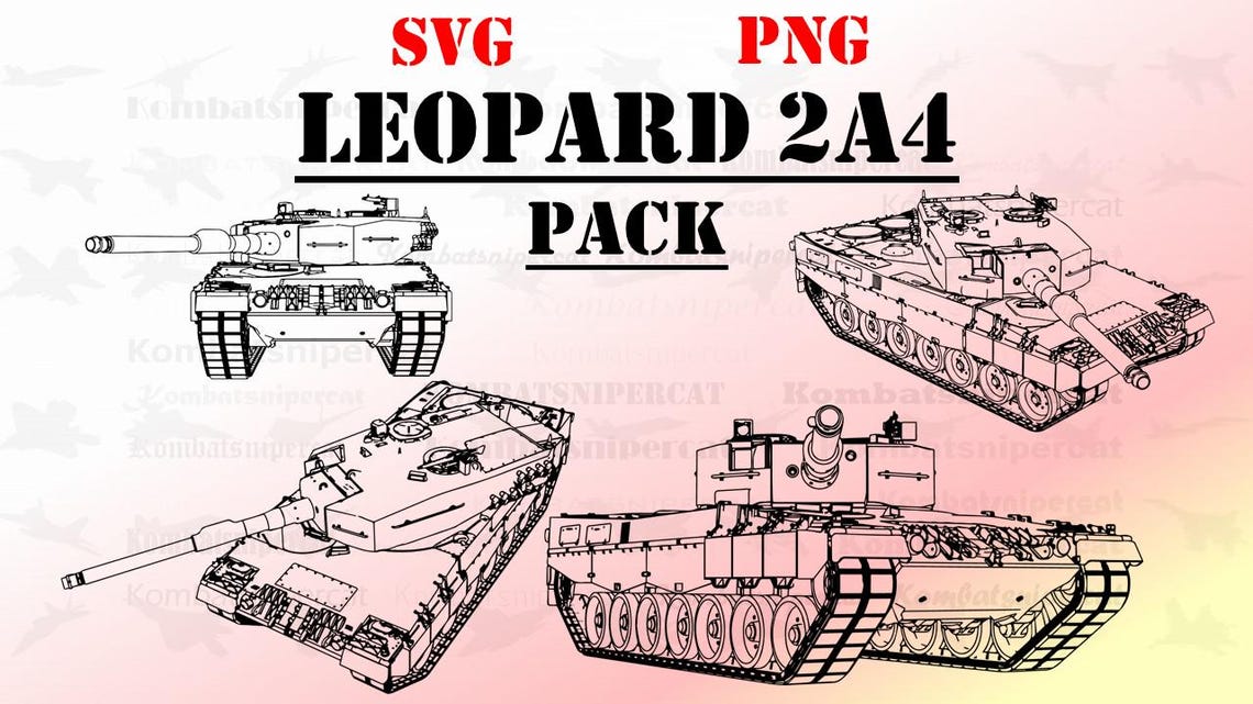 Leopard 2A4 Tank Pack (SVG & PNG Formats) Digital Military Vehicle ...