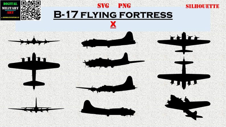 B-17 Flying Fortress SVG & PNG Formats. EXTRA Pack. Digital Military ...