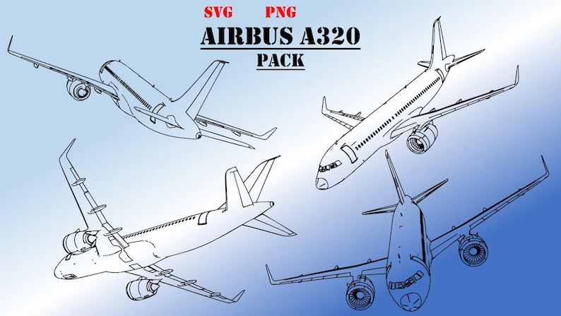 A320 Airliner Aircraft Pack (SVG & PNG Formats) Digital Aircraft ...