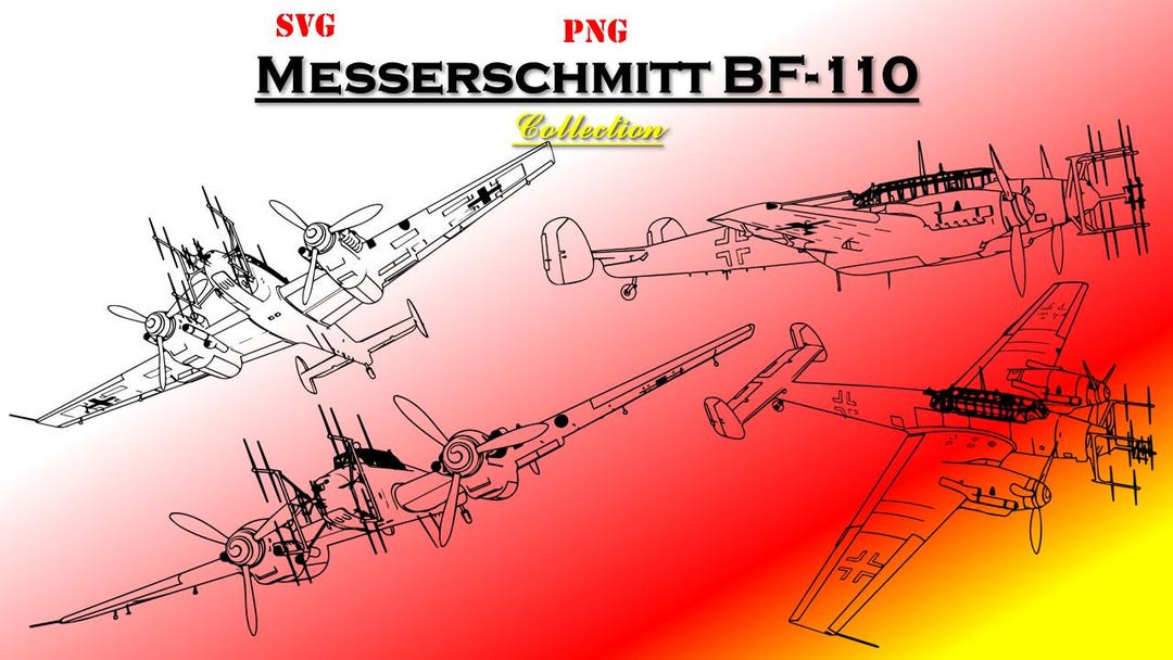 Messerschmitt BF-110 Aircraft Collection (SVG & PNG Formats) Digital ...