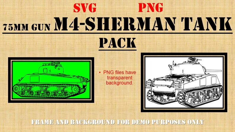 M4 Sherman Tank 75mm Gun Pack (SVG & PNG Formats) Digital Military ...