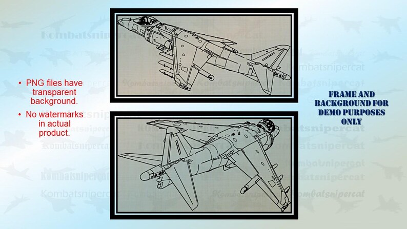 Harrier II Aircraft Pack (SVG & PNG Formats) Digital Military Drawings ...