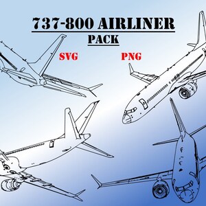 737-800 Airliner Aircraft Pack (SVG & PNG Formats) Digital Aircraft ...