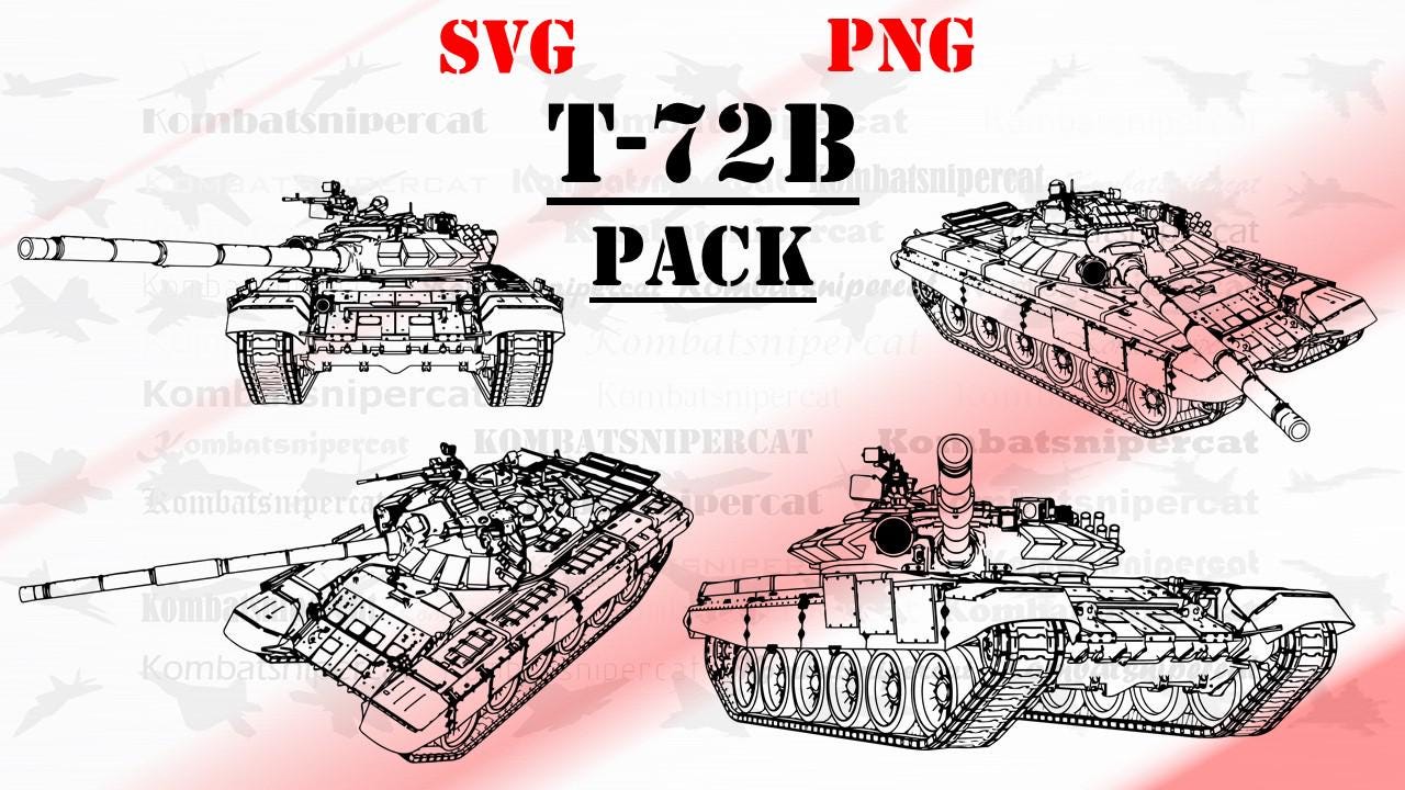 T-72B Tank Pack (SVG & PNG Formats) Digital Military Vehicle Drawings ...